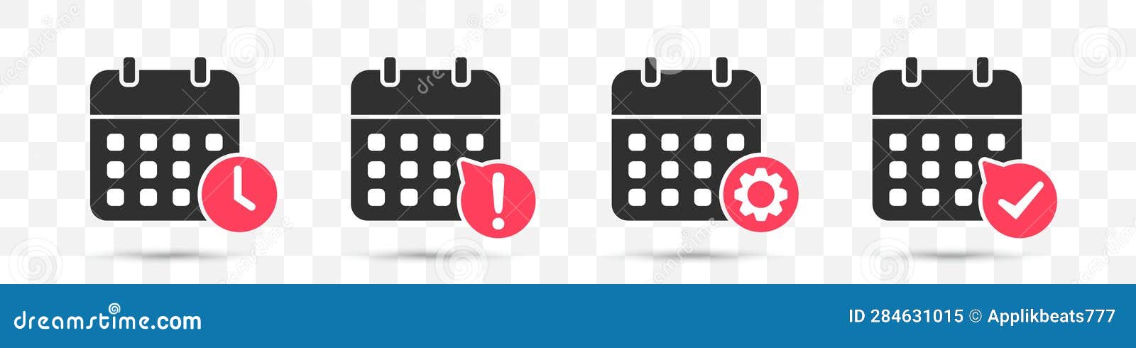 Set of Calendar Icons on a Transparent Background Stock Vector ...