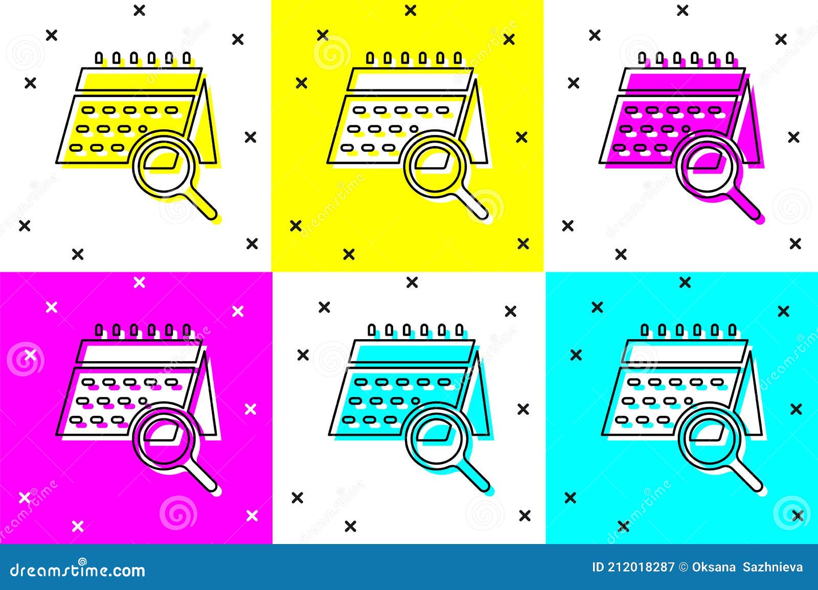 Set Calendar Search Icon Isolated on Color Background. Vector Stock ...