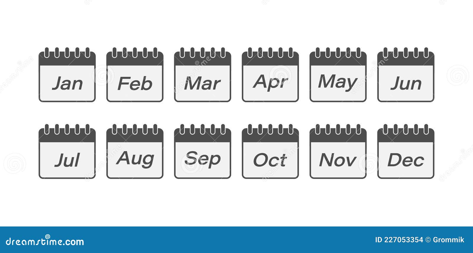 Set of Calendar Sheets with the Name of the Months of the Year. Vector ...