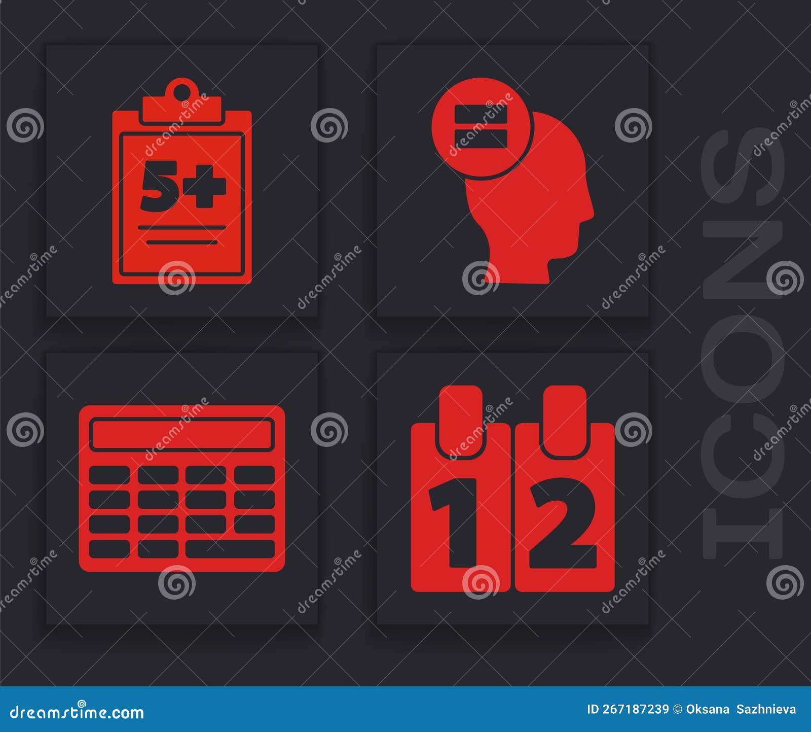 Set Calendar, Test or Exam Sheet, Calculation and Calculator Icon ...