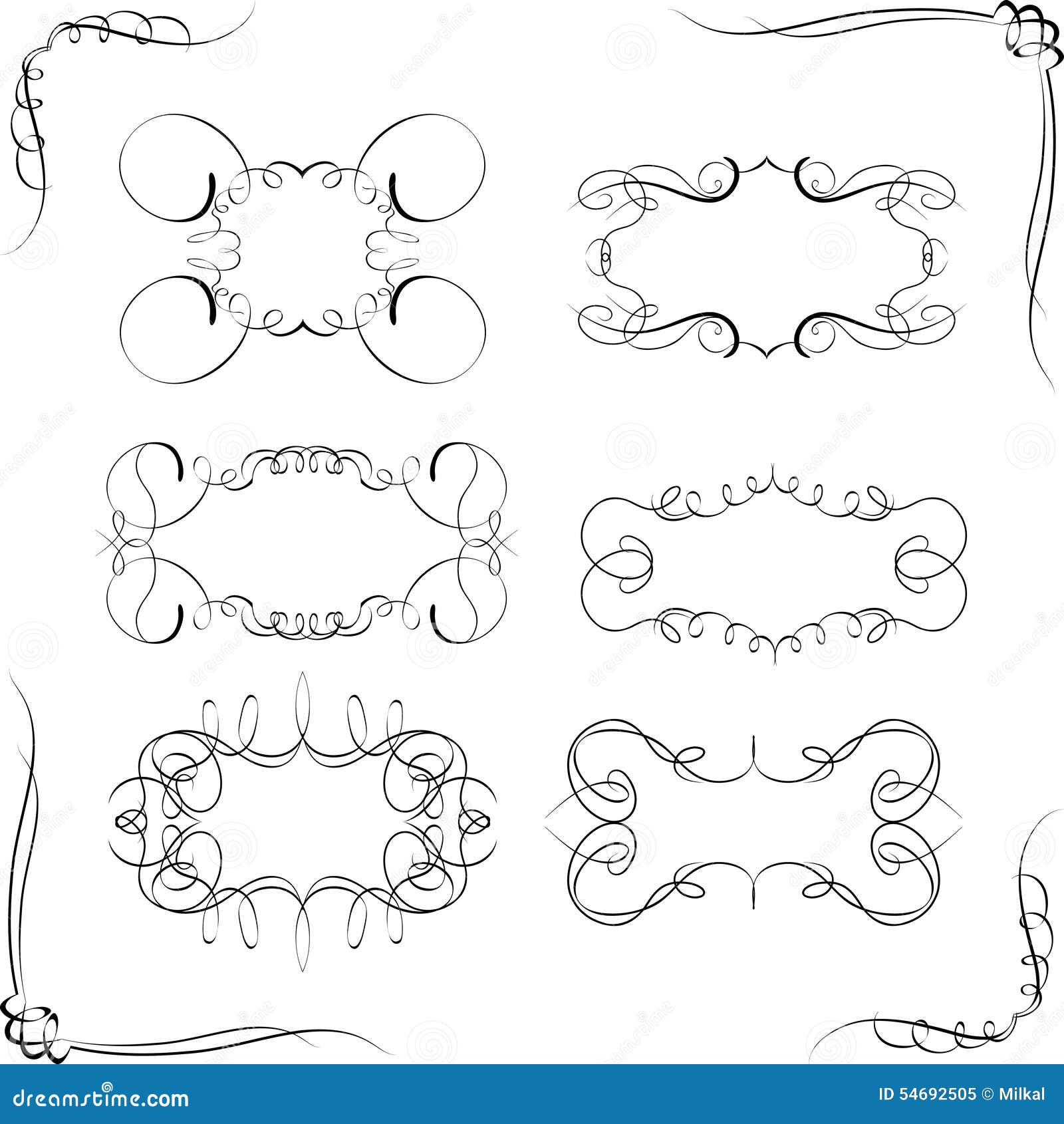 Set of caligraphic frames stock vector. Illustration of greeting - 54692505