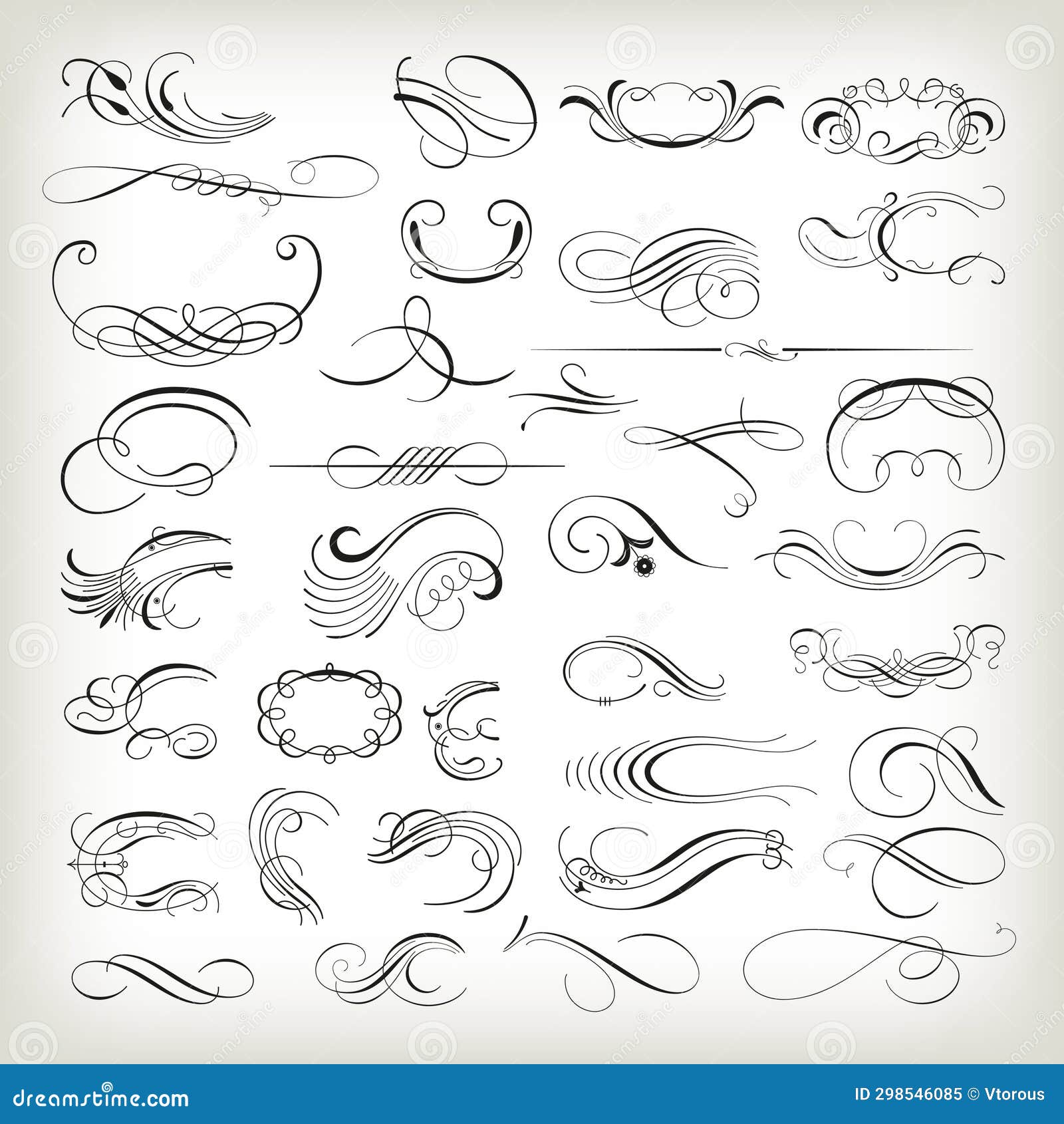 Set of caligraphy elements stock vector. Illustration of drawn - 298546085
