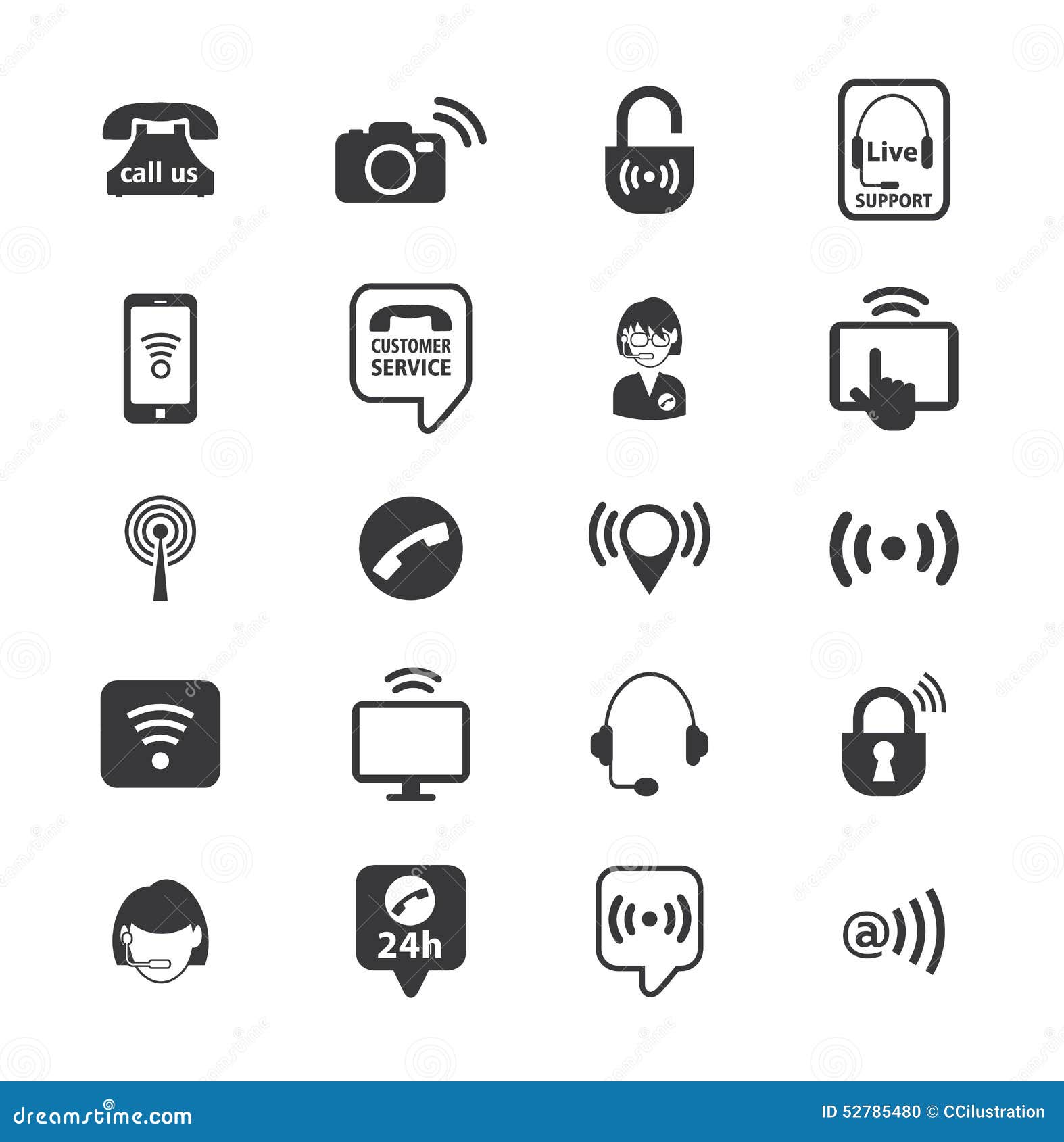 Set of Call Center Operator Icons. Vector Stock Vector - Illustration ...
