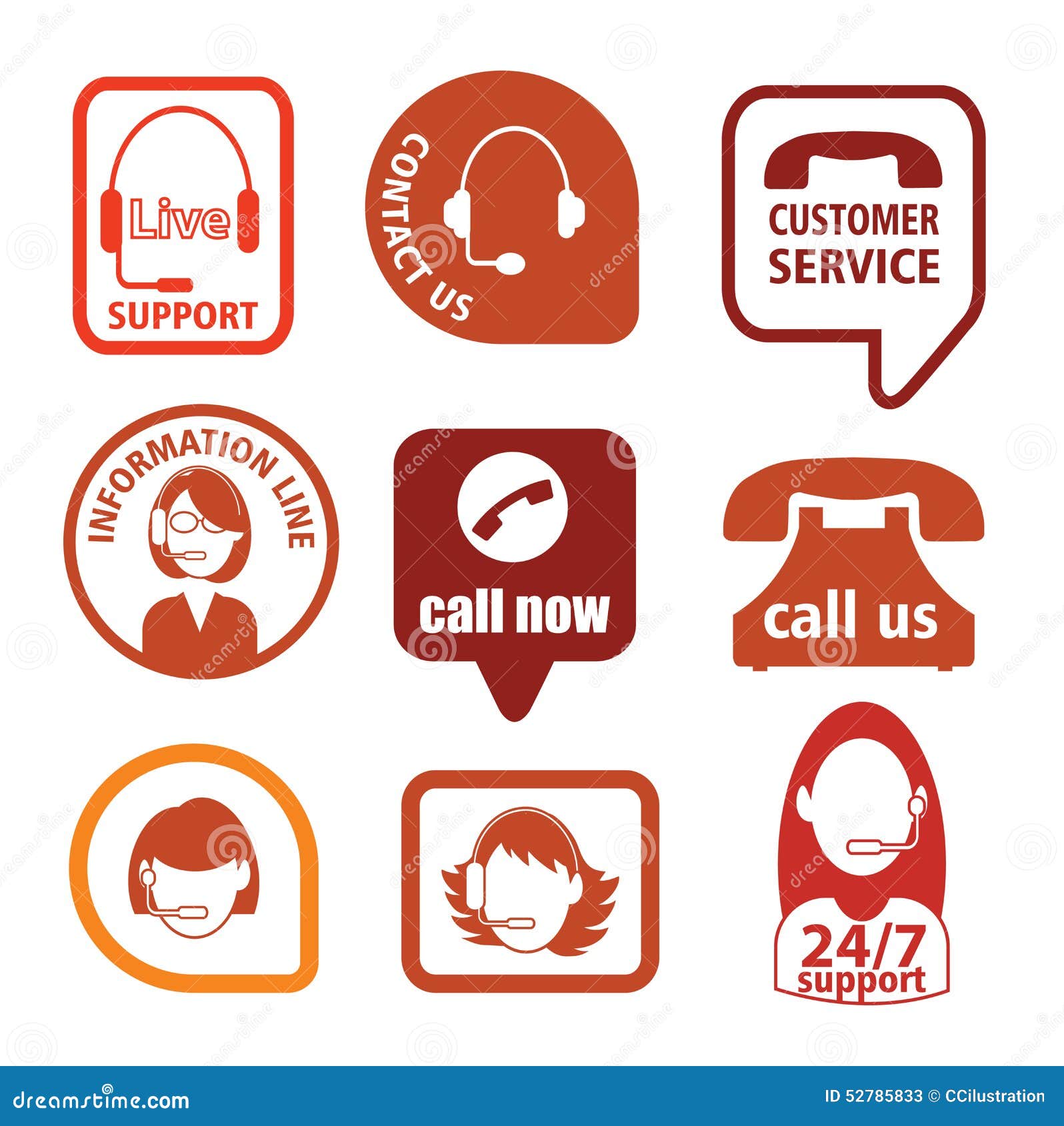 Set of Call Center Operator Icons. Vector Stock Vector - Illustration ...