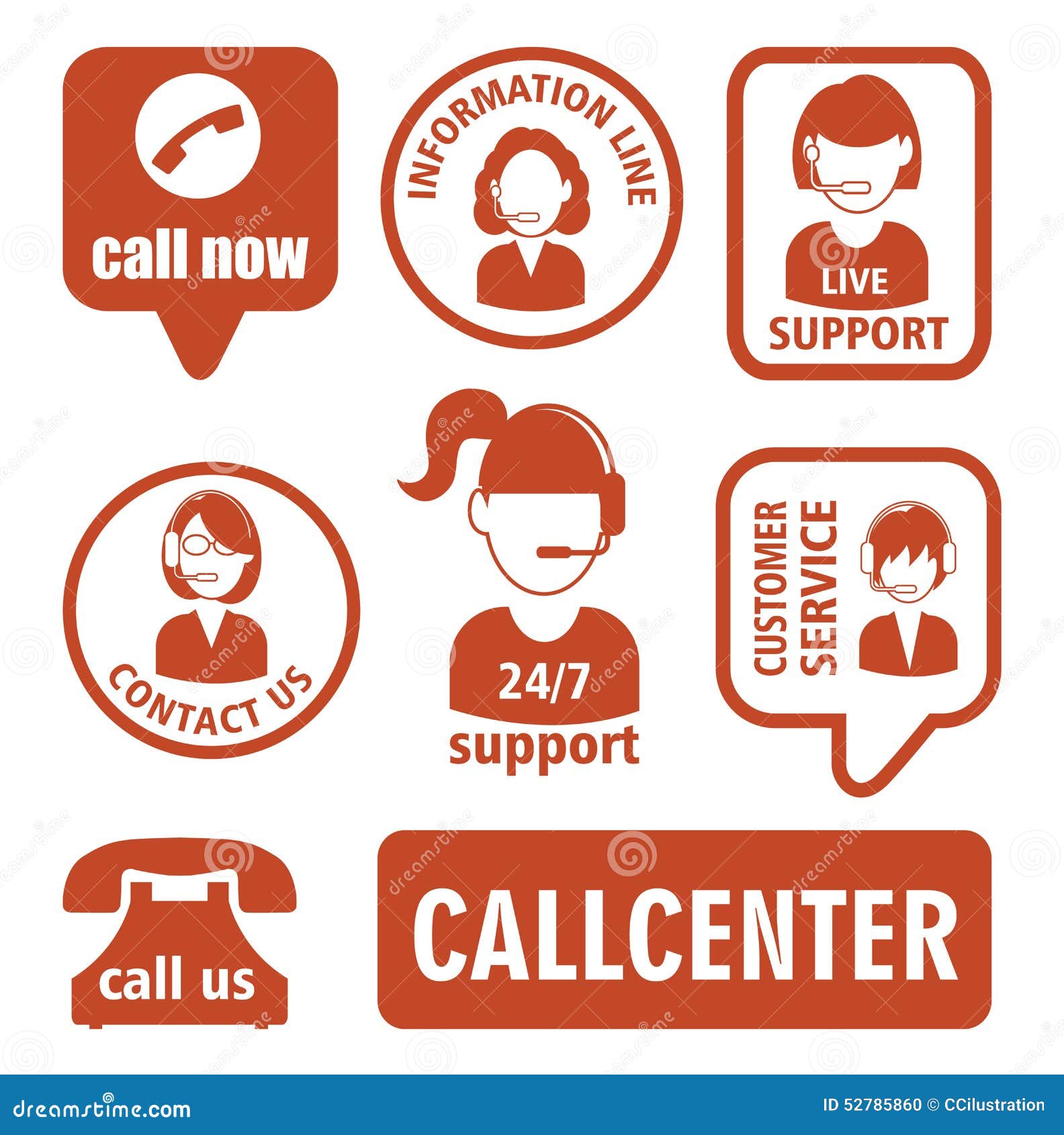 Set of Call Center Operator Icons. Vector Stock Vector - Illustration ...