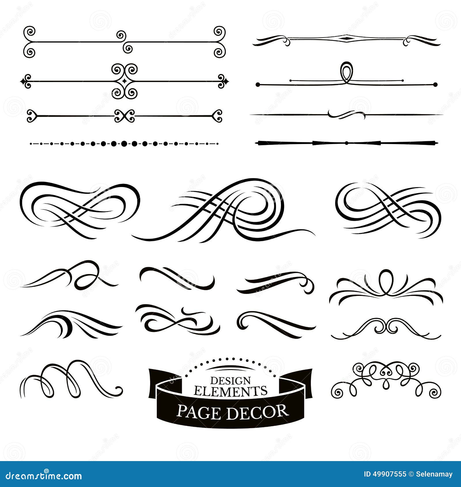 Set of Calligraphic Design Elements and Page Decoration Stock Vector ...