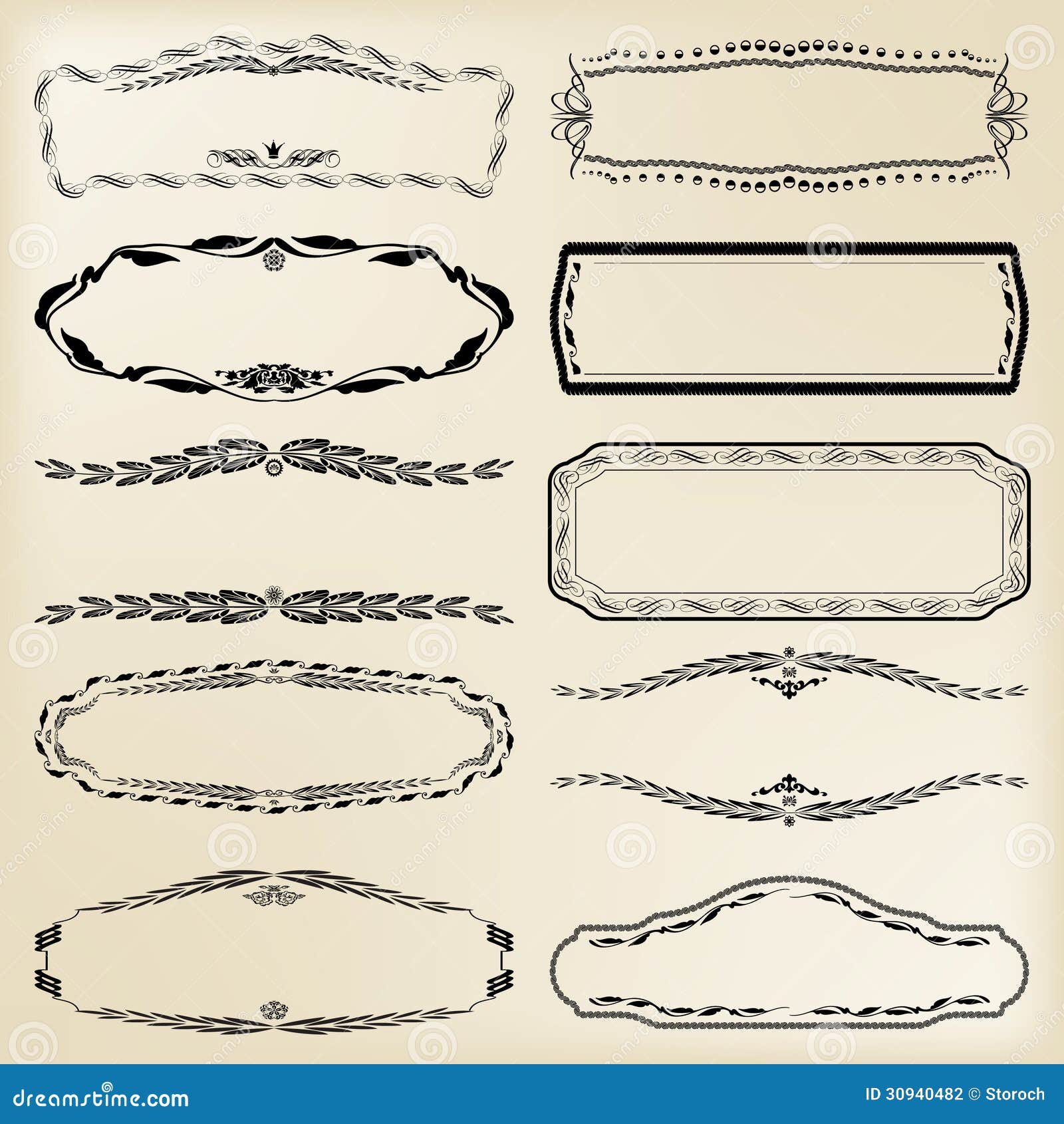 Set of Calligraphic Design Elements: Vintage Frame Stock Vector ...