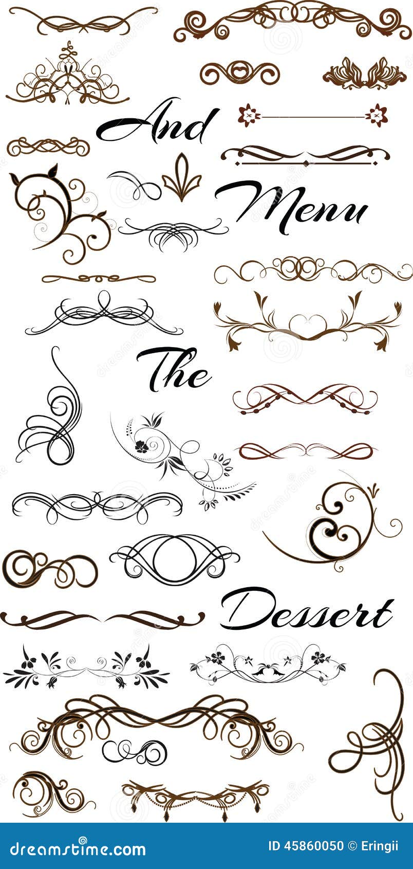 Set of calligraphic stock vector. Illustration of formal - 45860050