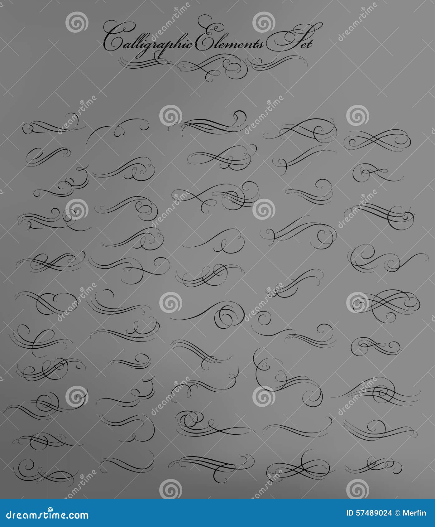 Set of Calligraphic Elements for Design Stock Vector - Illustration of ...