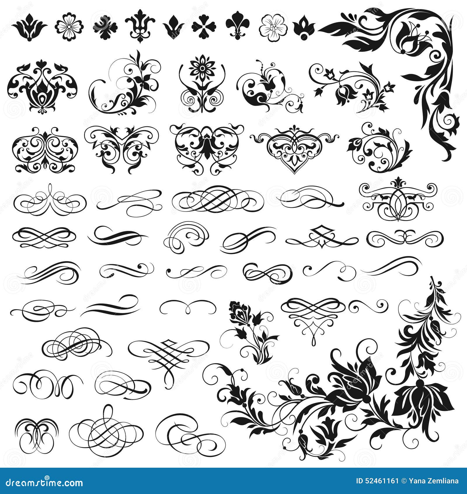 Set of Calligraphic Elements for Design Stock Vector - Illustration of ...
