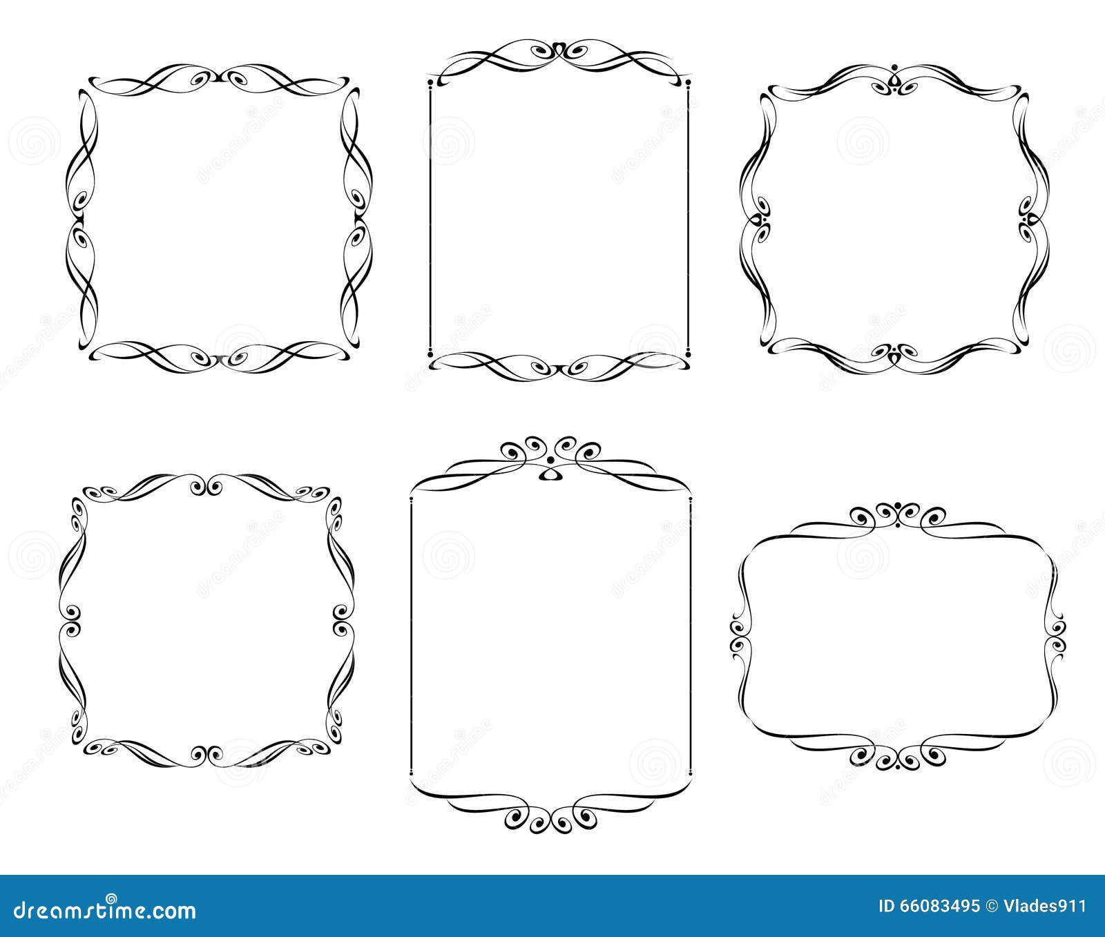 Set Calligraphic Frames .Vintage Stock Vector - Illustration of ...