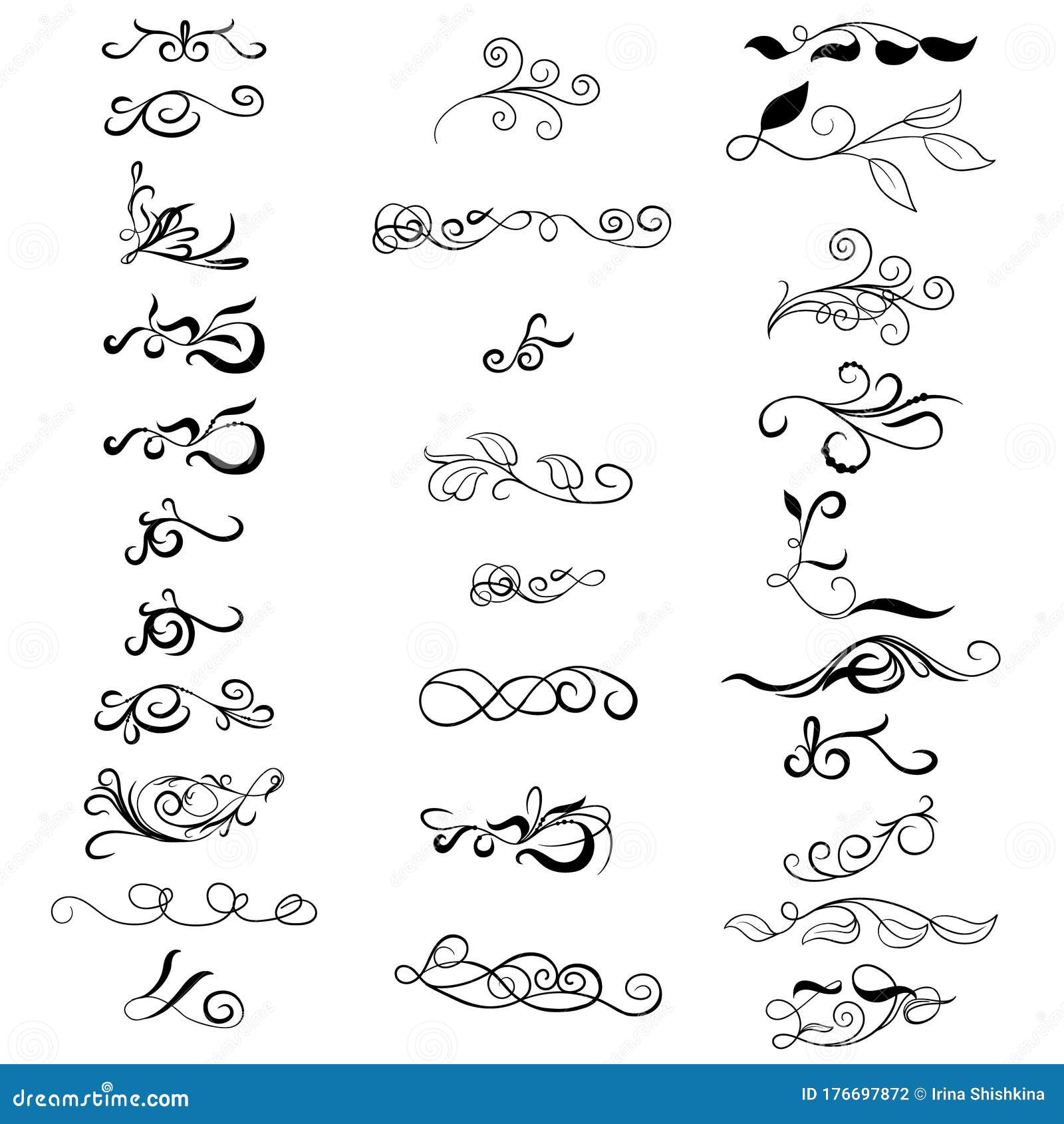 Set of Calligraphic Hand Drawn Decorative Elements Stock Vector ... Set of Calligraphic Hand Drawn Decorative Elements Stock Vector ...