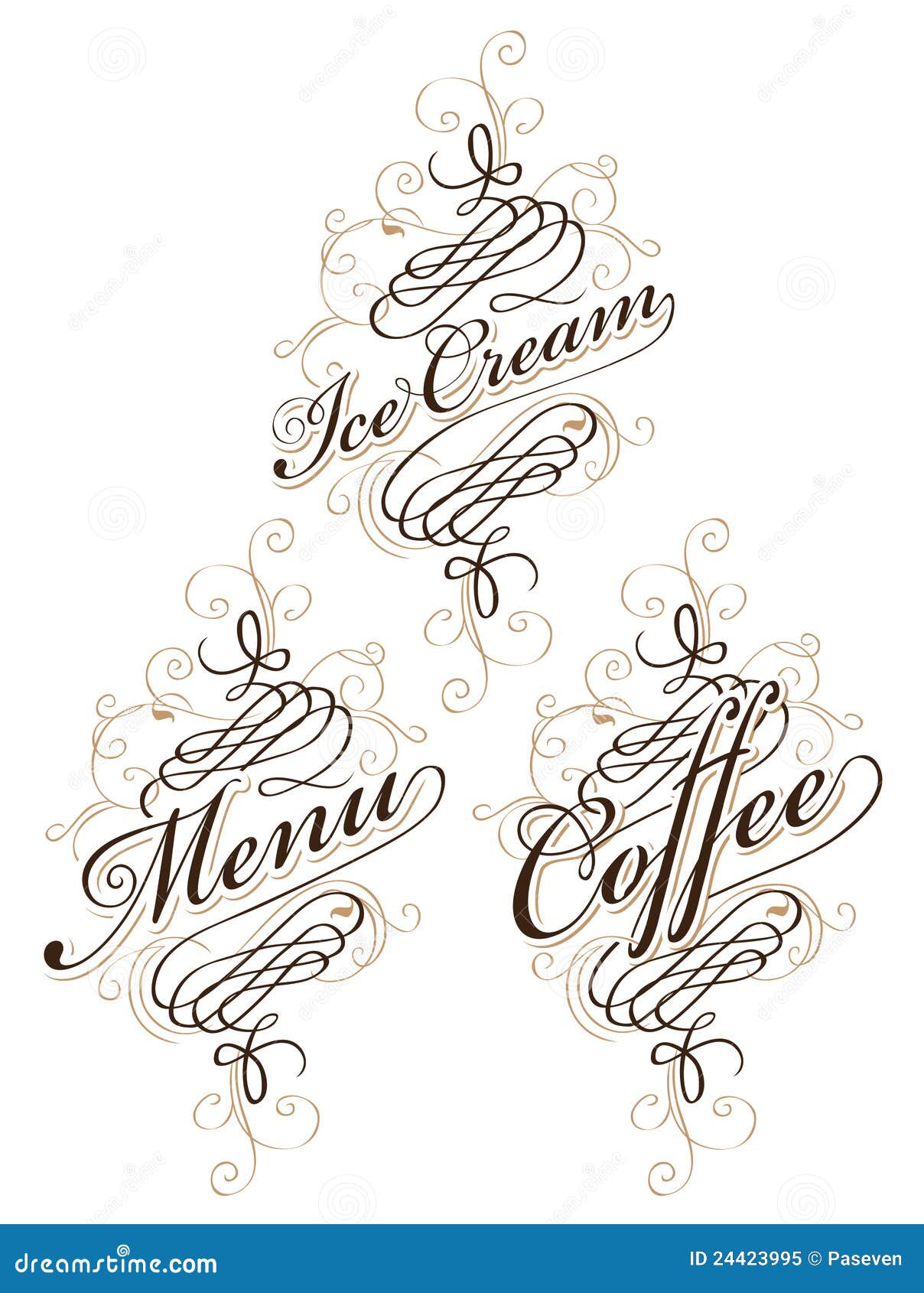 Set of Calligraphic Inscriptions Stock Vector - Illustration of formal ...