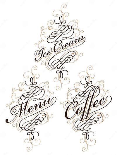 Set of Calligraphic Inscriptions Stock Vector - Illustration of formal ...