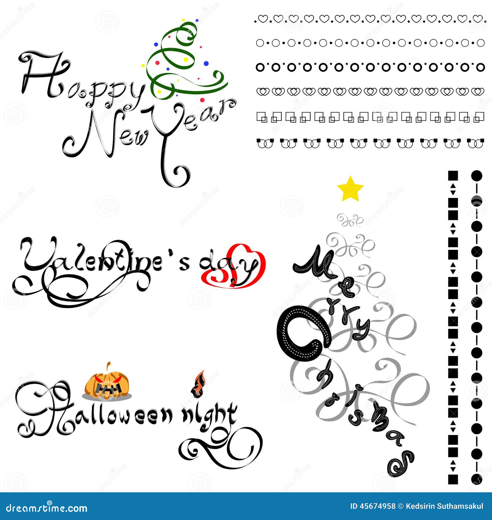 Set Calligraphic Line and Calligraphy Vector Stock Vector ...