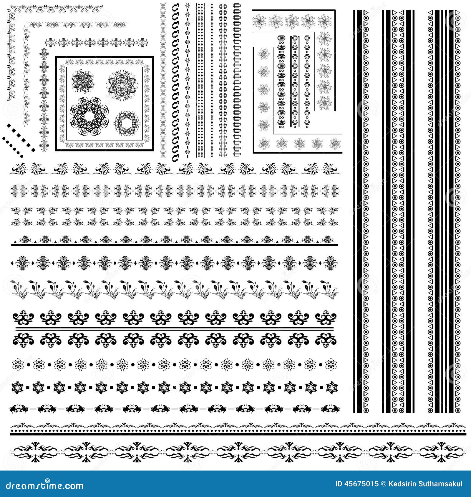 Set Calligraphic Line Design Illustrator on White Background Stock ...