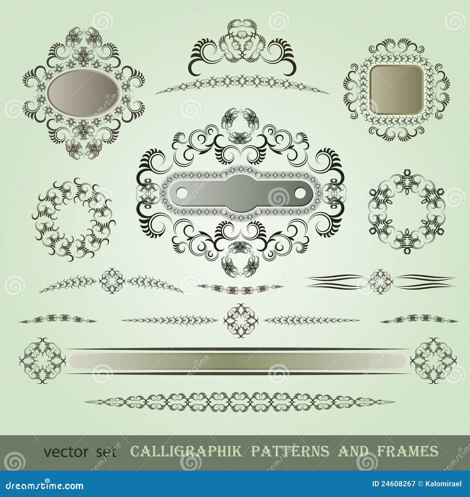 Set of Calligraphic Patterns Stock Vector - Illustration of drawing ...
