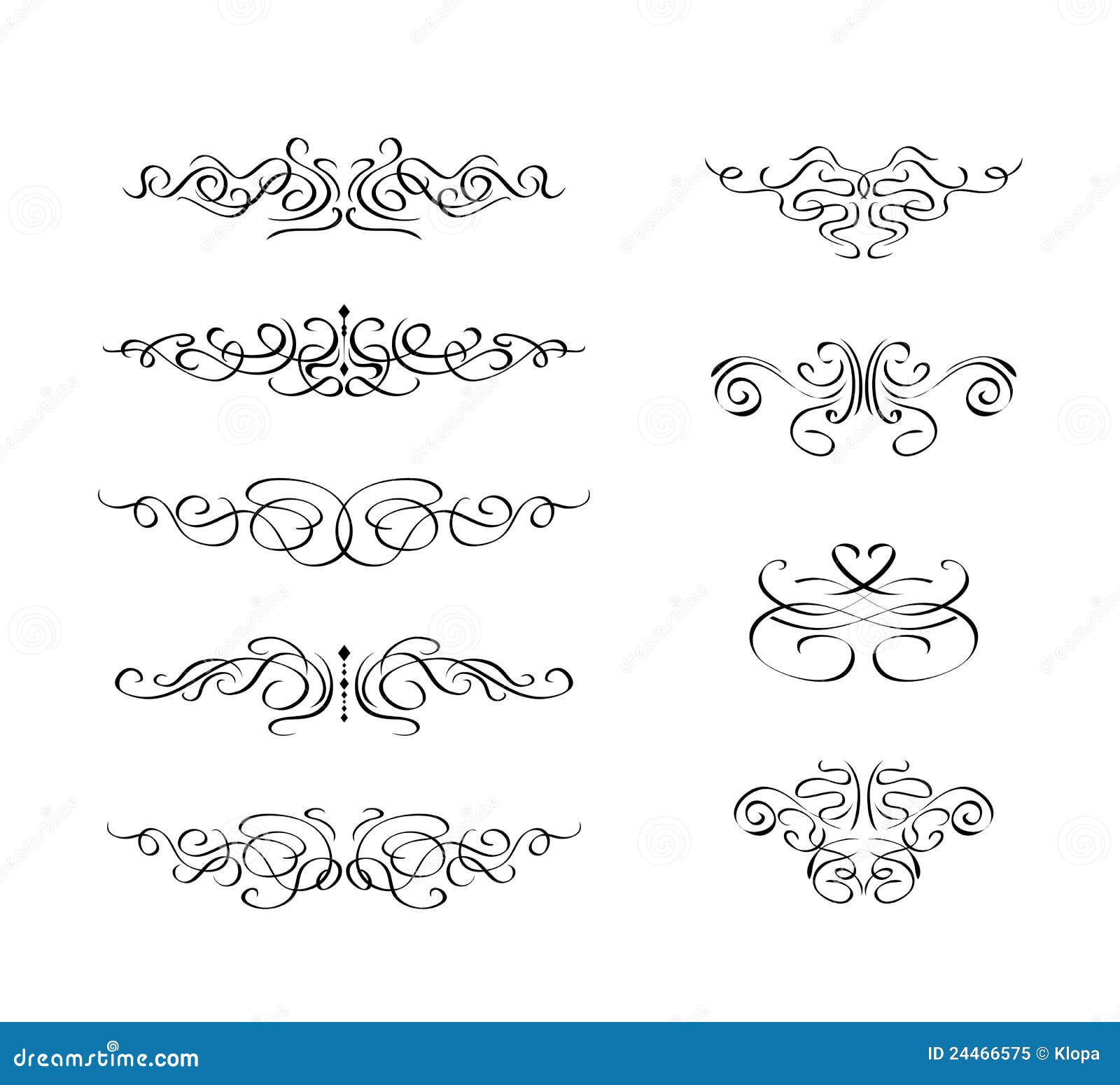 Set of Calligraphic Swirl Element Stock Vector - Illustration of floral ... Set of Calligraphic Swirl Element Stock Vector - Illustration of floral ...