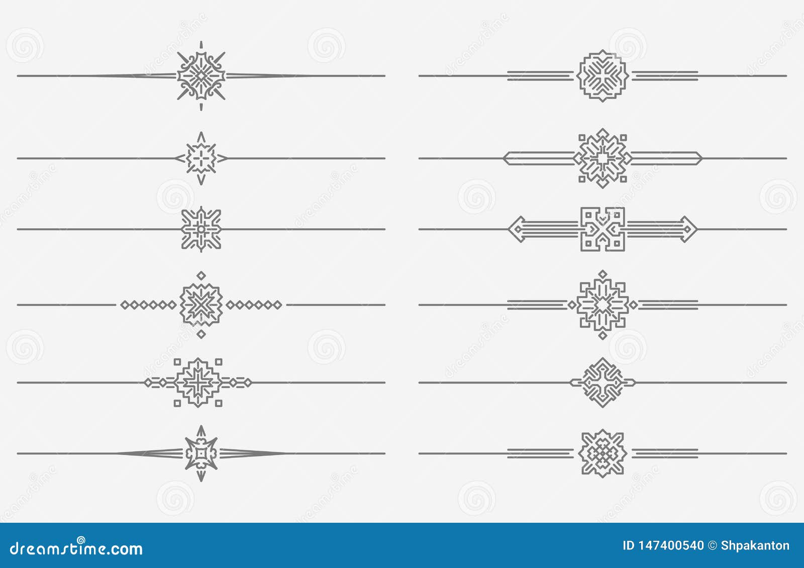 Set of Calligraphic Text Dividers, Separators in Monoline Style ...