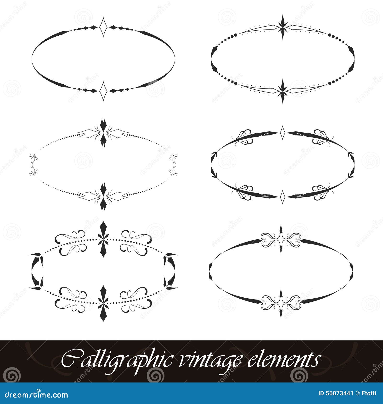 Set of Calligraphic Vintage Elements Stock Vector - Illustration of ...