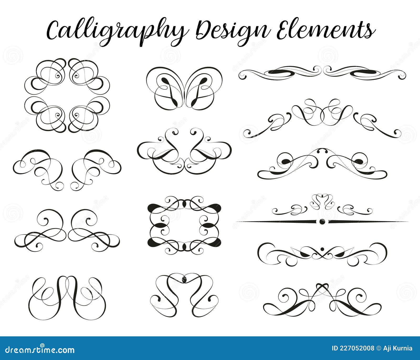 Set of Calligraphy Design Elements Vector Illustration Stock Vector ...