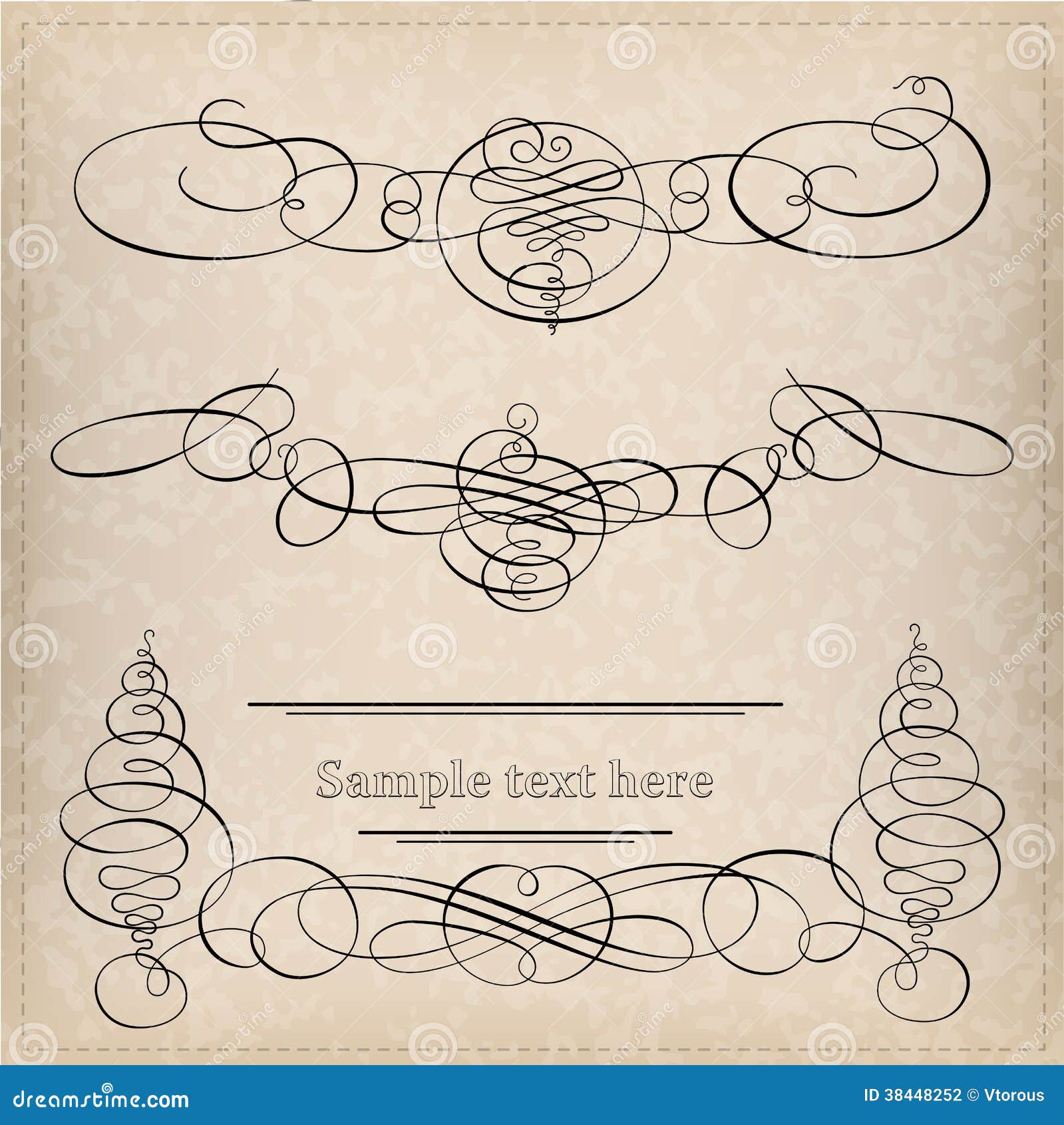 Set of Calligraphy Elements Stock Vector - Illustration of label, style ...