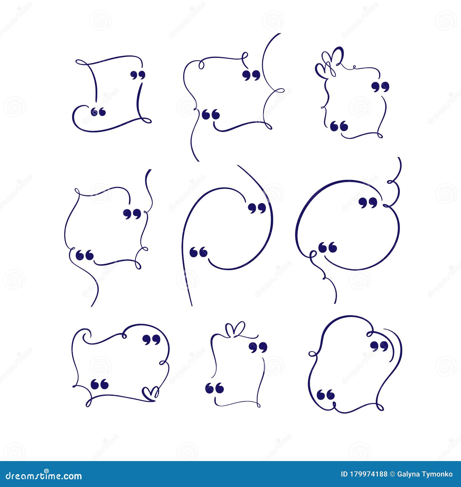 Set of Calligraphy Flourish Quote Bubble Frame. Copy Space Vector Quote ...