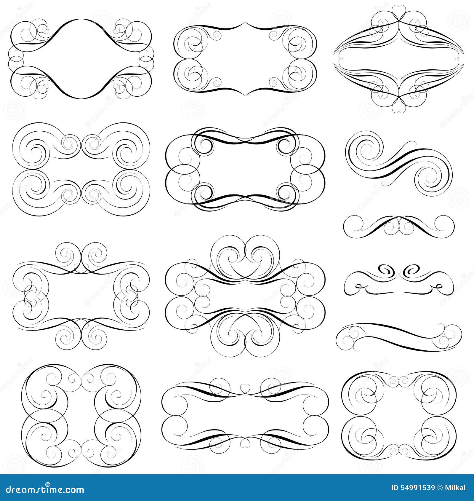 Set Calligraphy Frame and Elements Stock Illustration - Illustration of ...