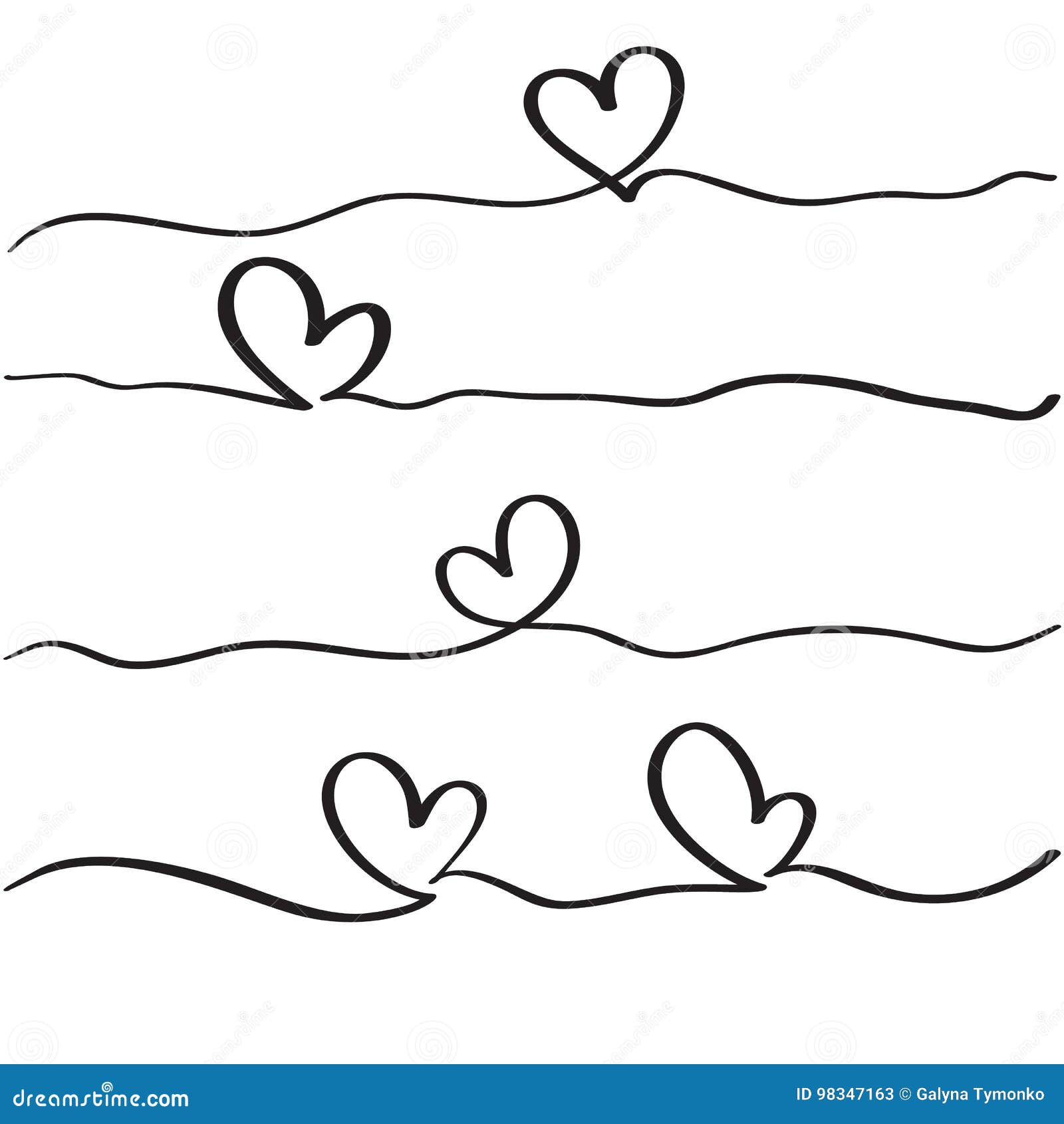 Set of Calligraphy Heart Art for Design. Vector Illustration EPS10 ...