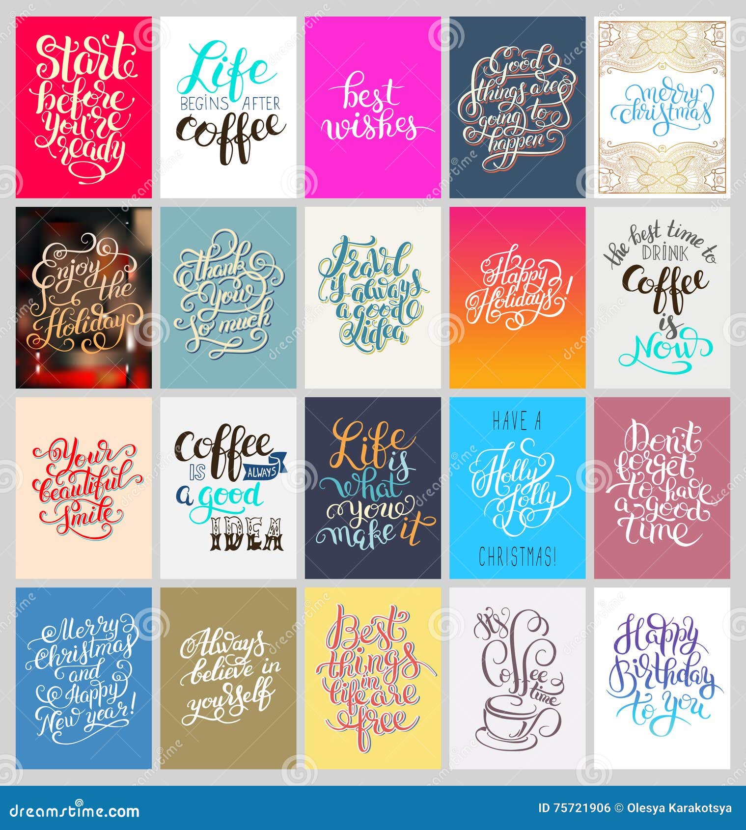 Set of Calligraphy Posters with Hand Lettering Motivational and Stock ...