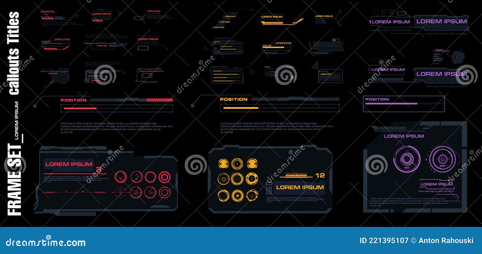 Set of Callout Titles and Frames for HUD UI User Interface. Modern ...