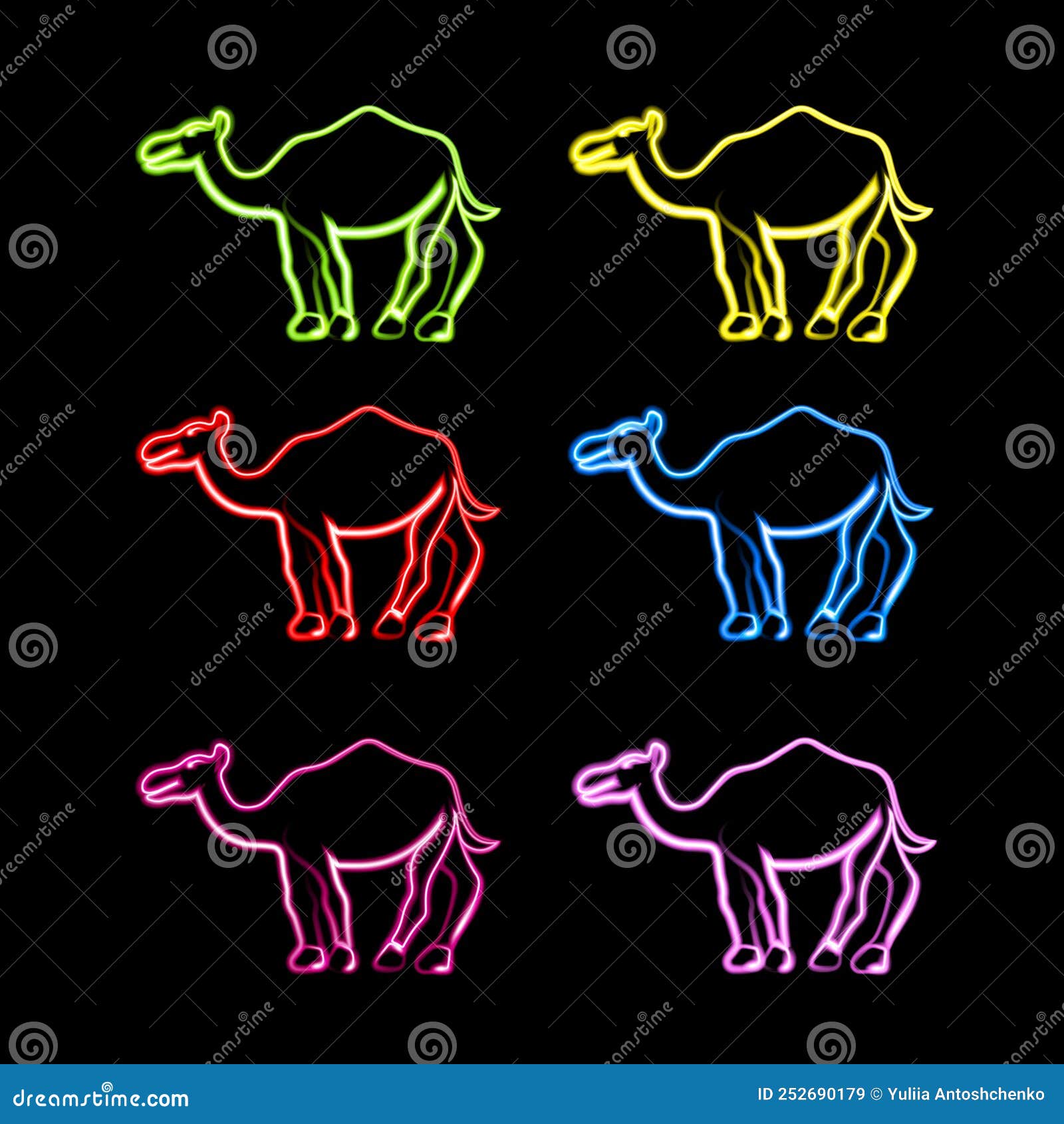 Set of Camels of Different Colors. Stock Vector - Illustration of ...