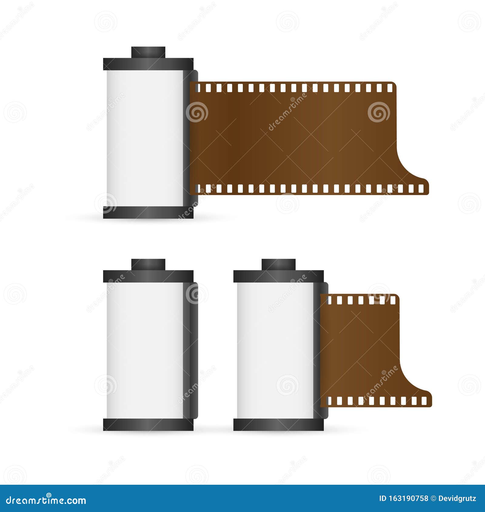 Set of Camera Film Roll Isolated on White Background. Vector Stock ...