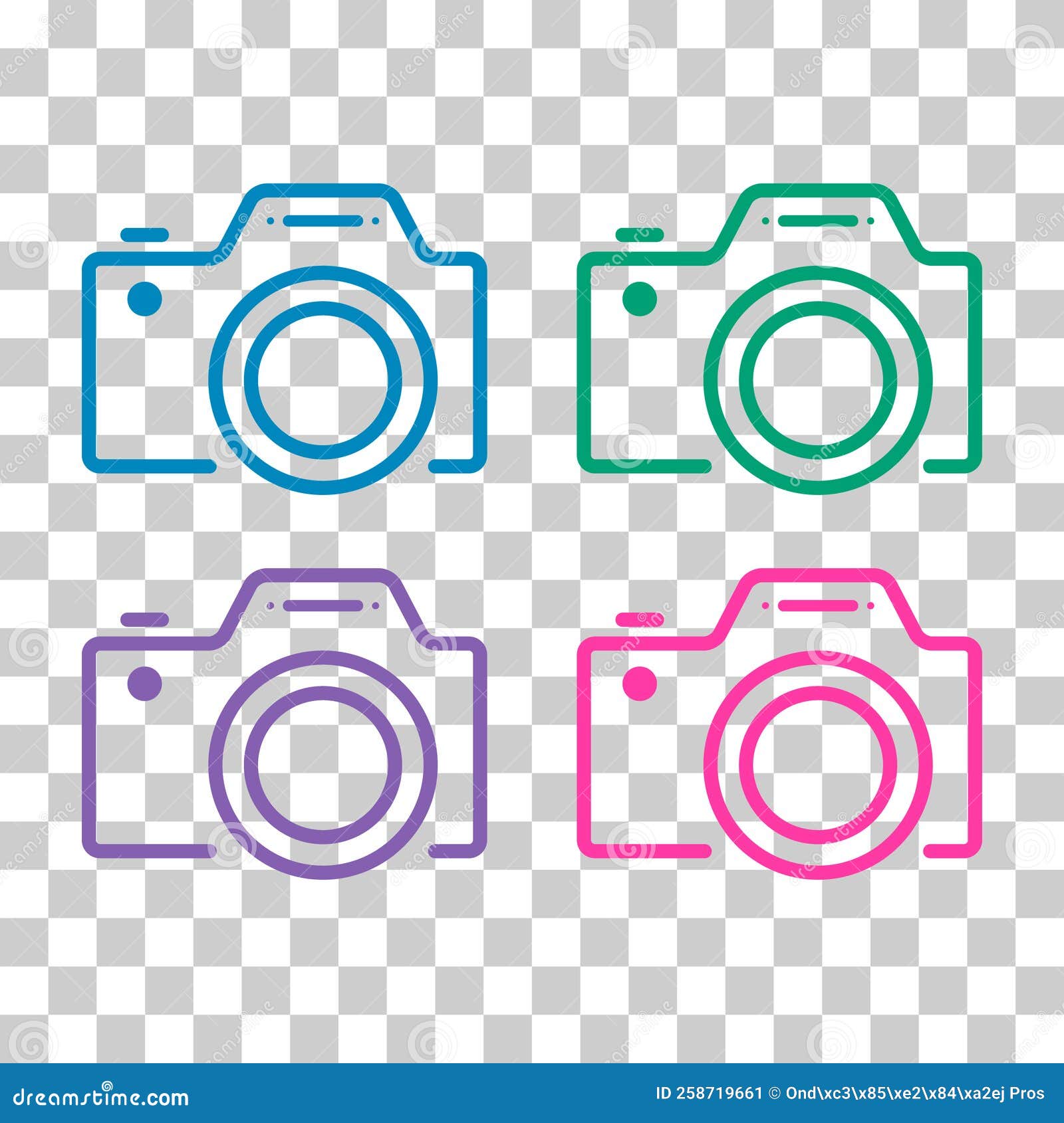 Set of Camera Flat Web Icon, Photography Digital Design, Retro ...