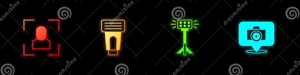 Set Camera Focus Frame Line, Photo Camera Flash, Studio Light Bulb ...