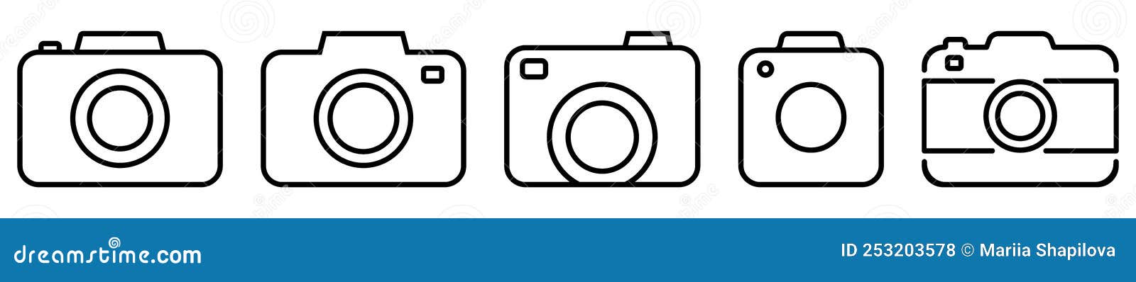 Set of camera line icons stock vector. Illustration of stroke - 253203578