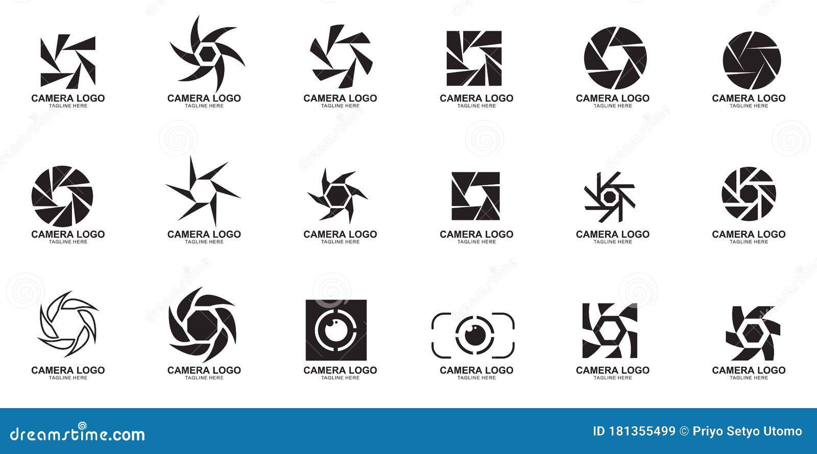 Set of Camera Logo design stock vector. Illustration of cinema - 181355499