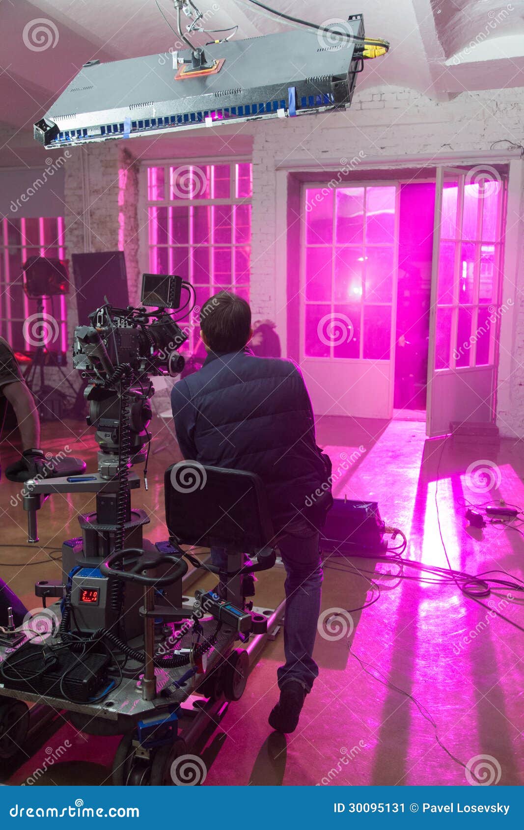 The Camera Shoots a Scene with Purple Room. Editorial Photo - Image of ...