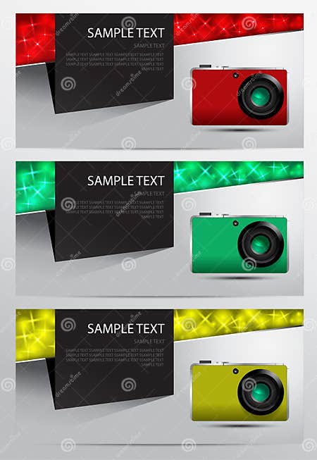 Set of cameras banner stock vector. Illustration of vector - 83265972