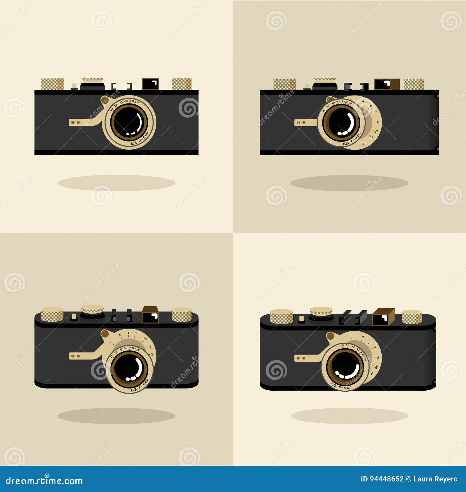 Set 4 cameras stock vector. Illustration of camera, retro - 94448652
