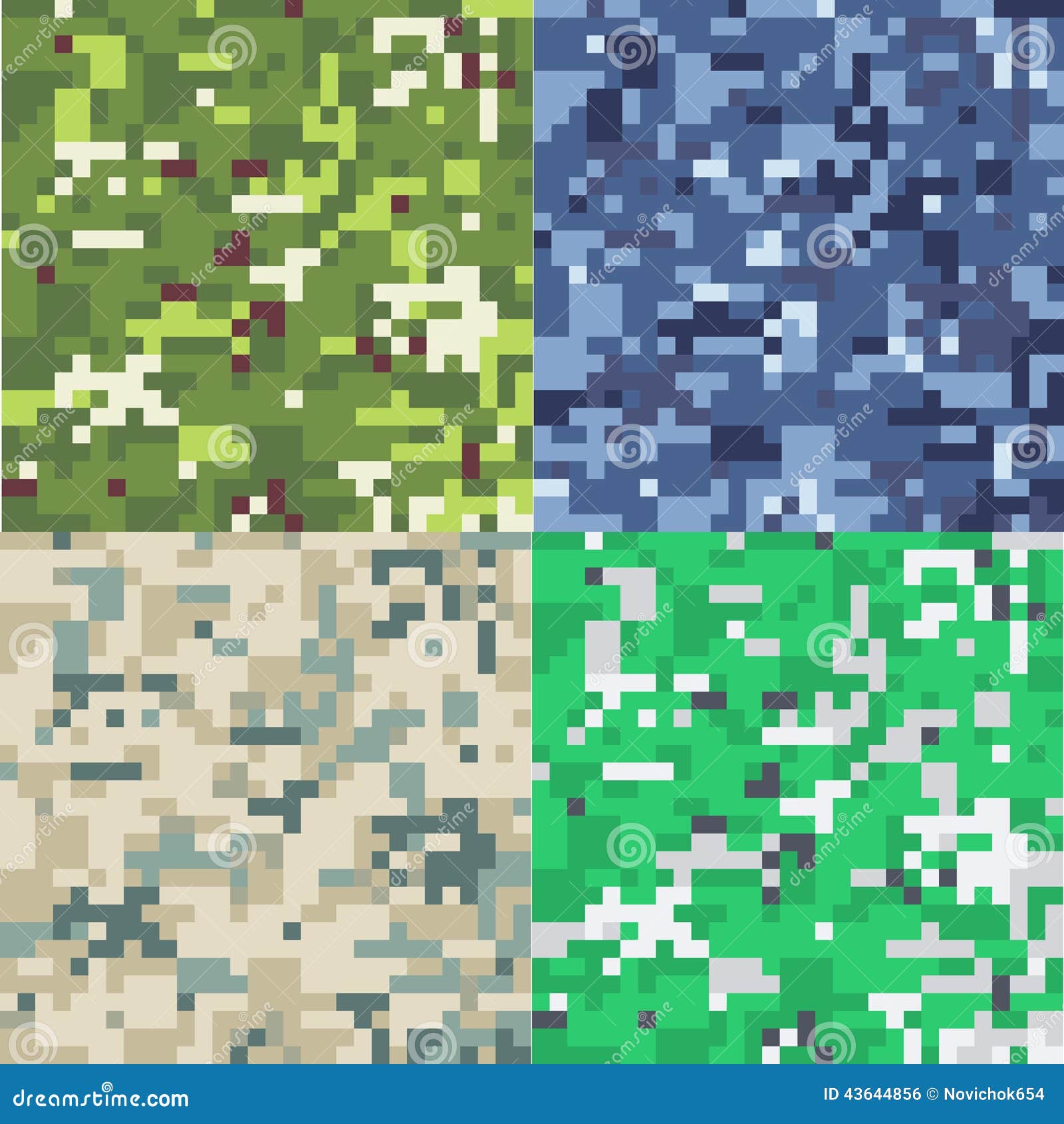 Set of Camouflage Military Background in Pixel Style. Stock Vector ...