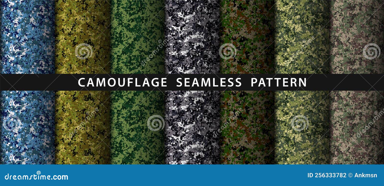 Set Camouflage Military Seamless Pattern. Vector Soldier Uniform Fabrix ...