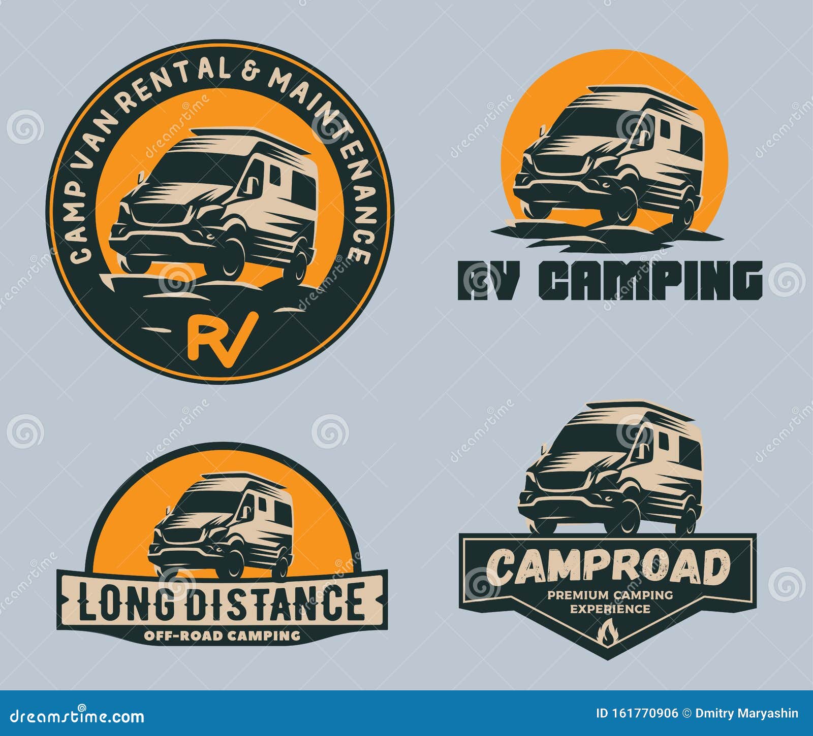Set of Camper Van Logo, Emblems and Badges. Stock Vector - Illustration ...