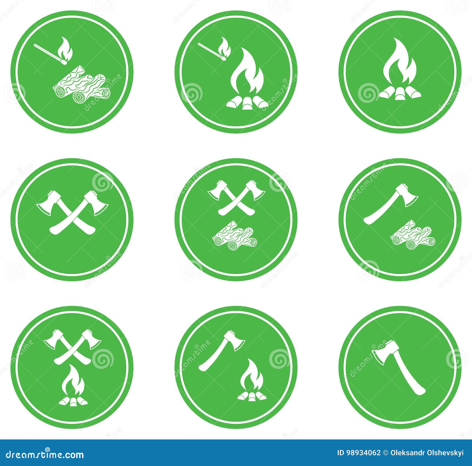 Set of Campfire icons stock vector. Illustration of icon - 98934062