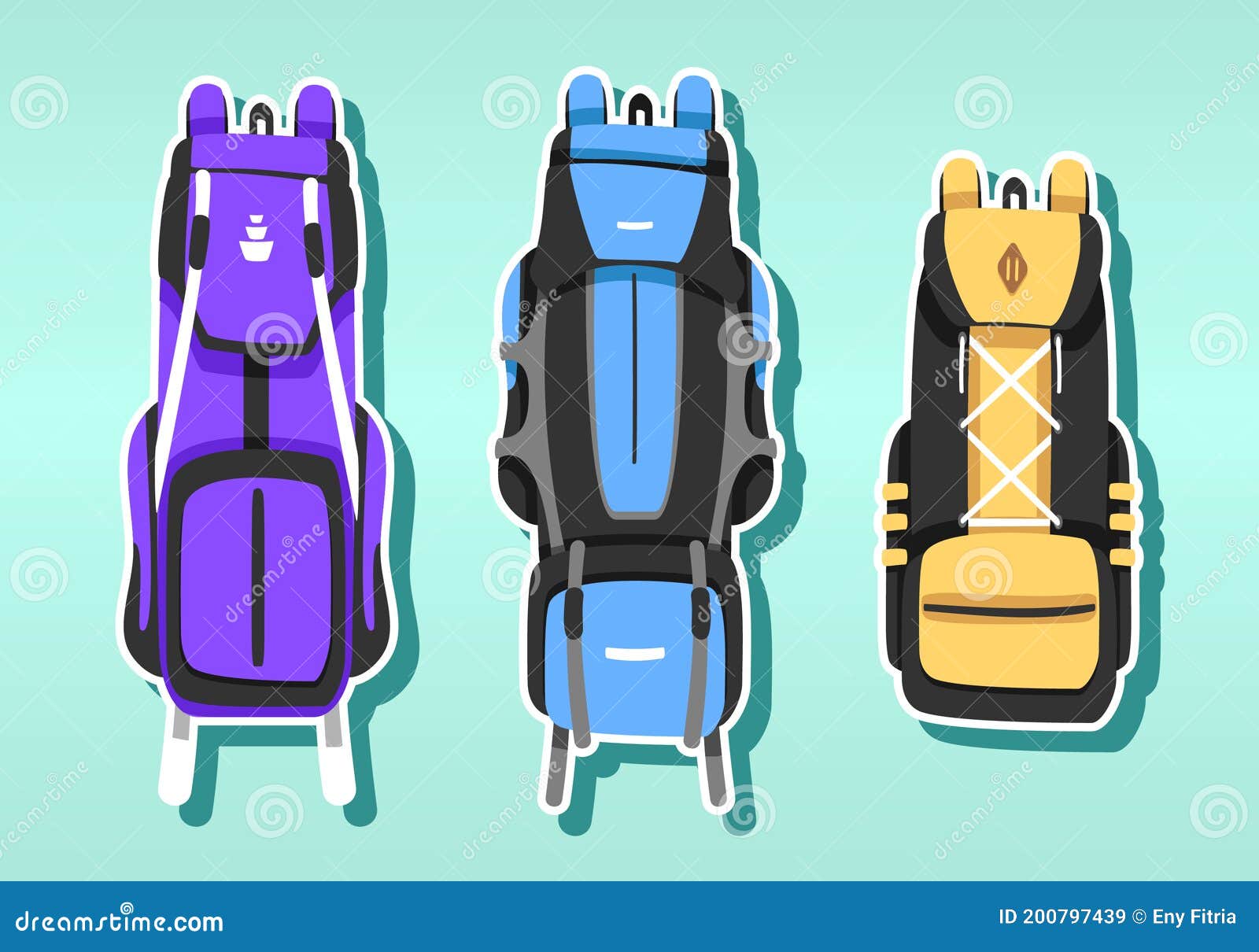 Set of Camping Bag Cartoon Icon Design Template with Various Models ...