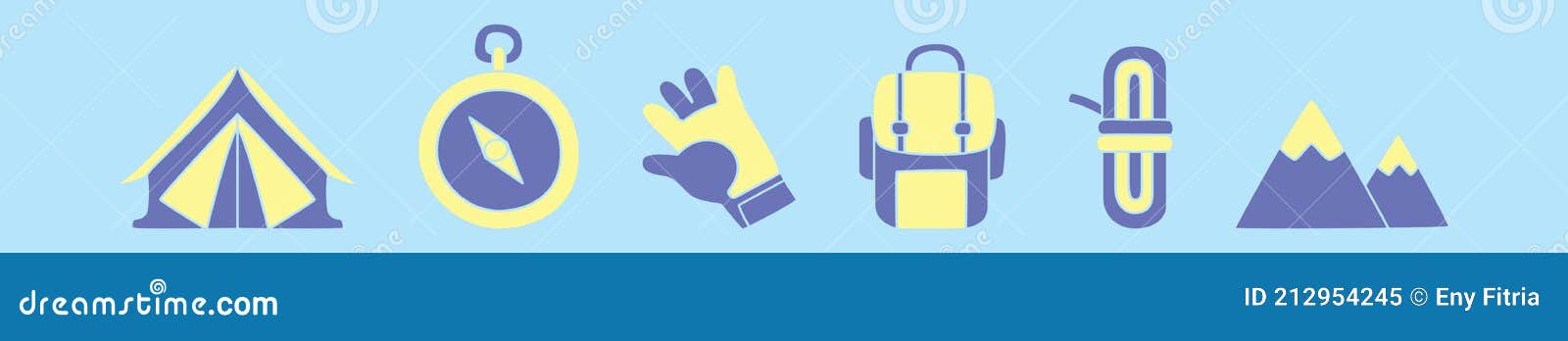 Set of Camping Cartoon Icon Design Template with Various Models. Vector ...