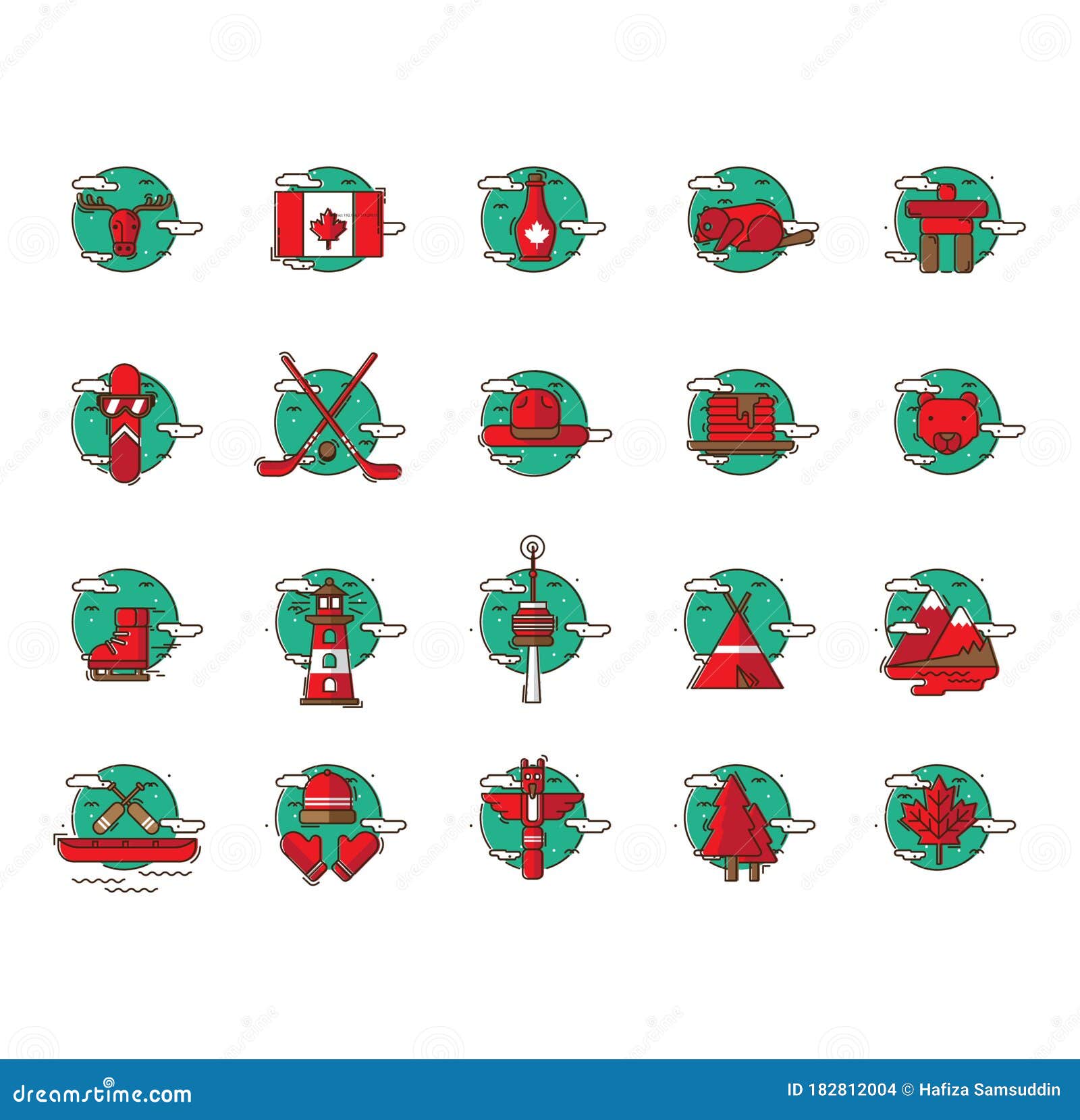 Set of canada icons stock vector. Illustration of kayaking - 182812004