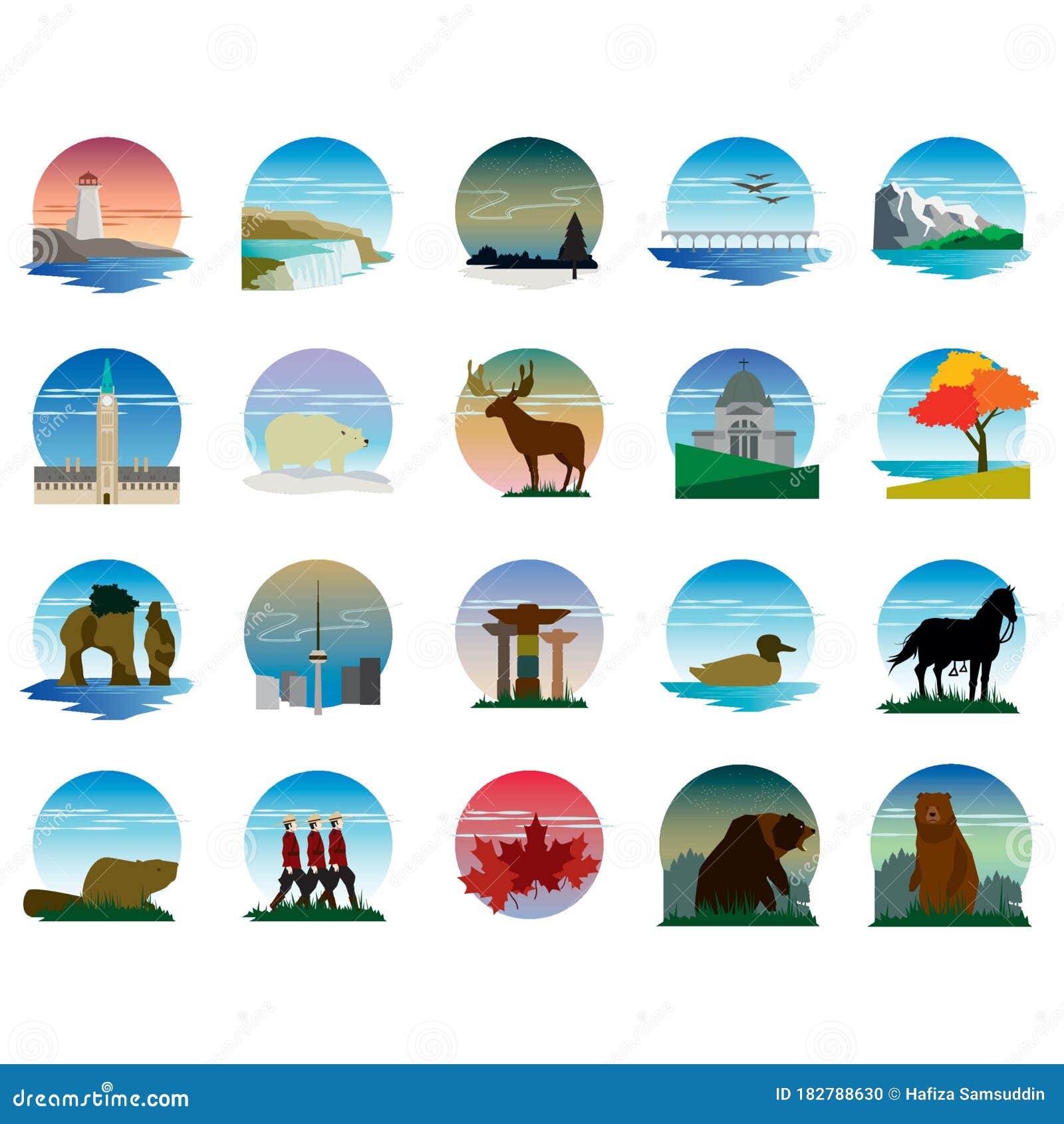 Set of canada icons stock vector. Illustration of grizzly - 182788630