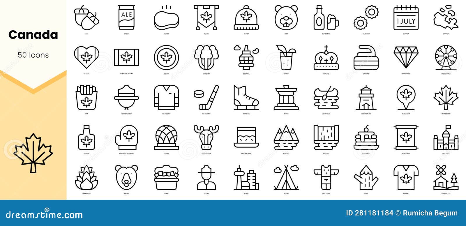 Set of Canada Icons. Simple Line Art Style Icons Pack Stock Vector ...