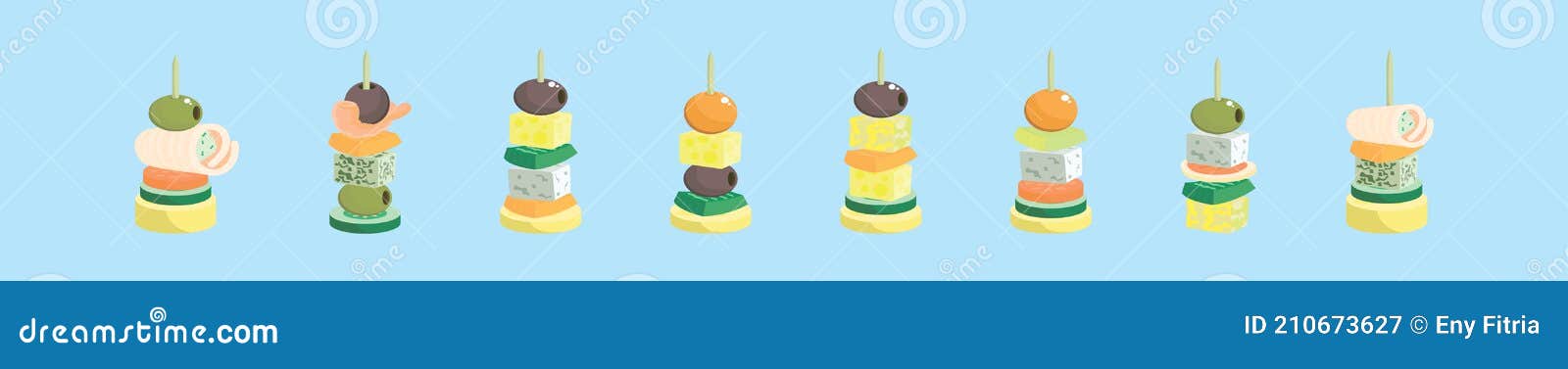 Set Of Canapes Cartoon Icon Design Template With Various Models. Vector ...
